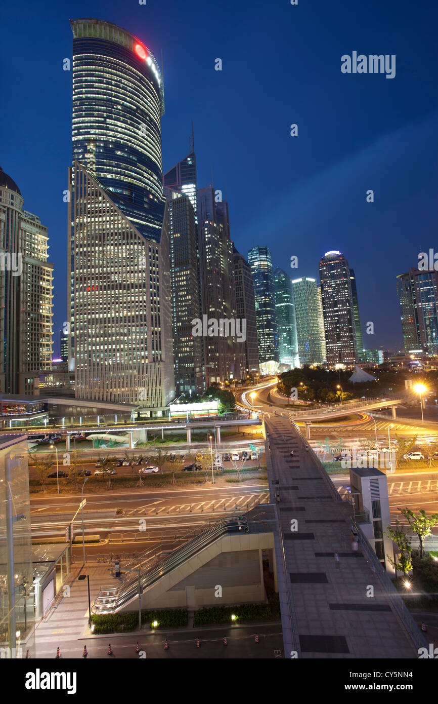 night view of shanghai business center,lujiazui area building in which ...