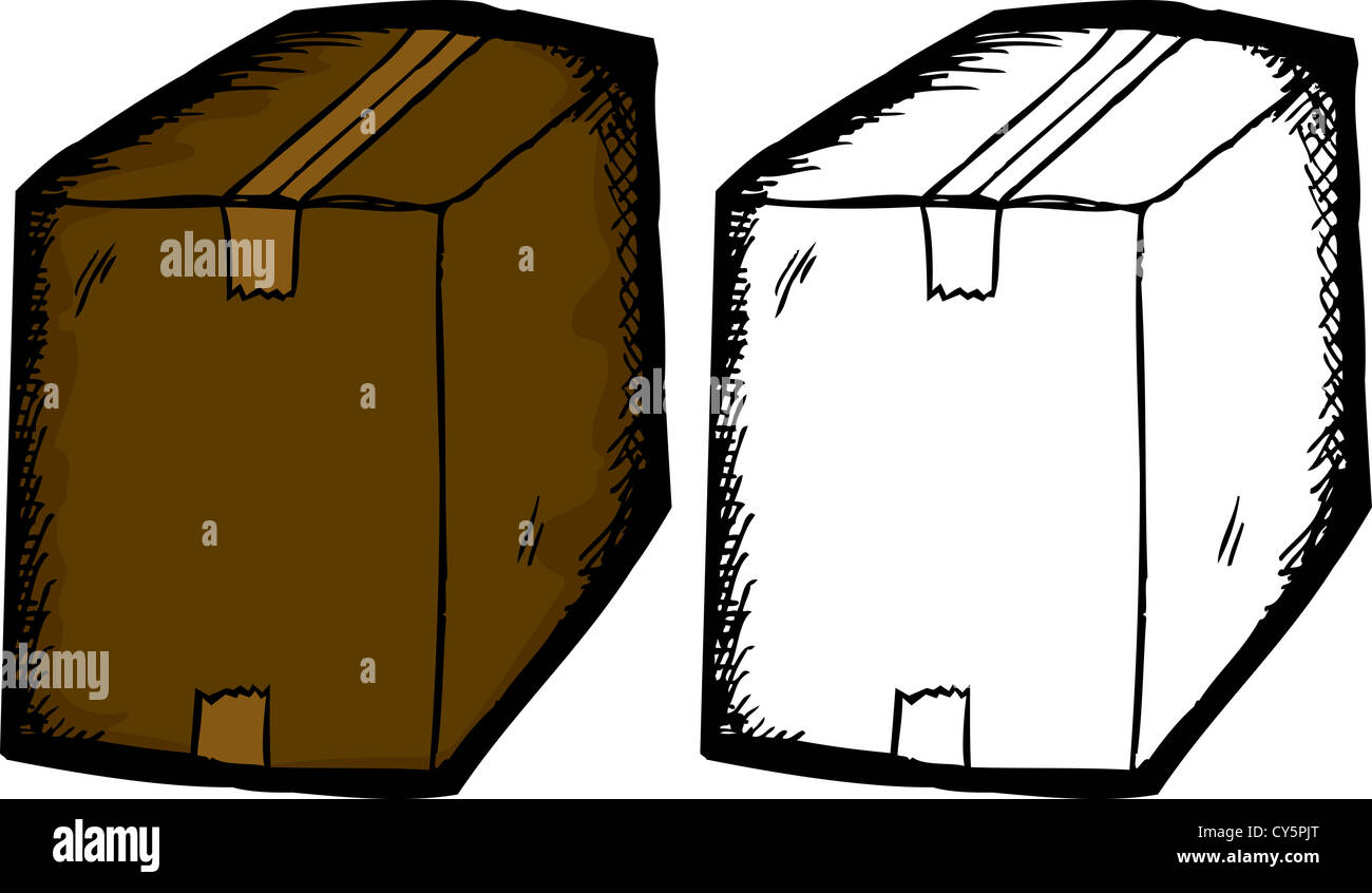 Taped brown cardboard box over white background Stock Photo - Alamy