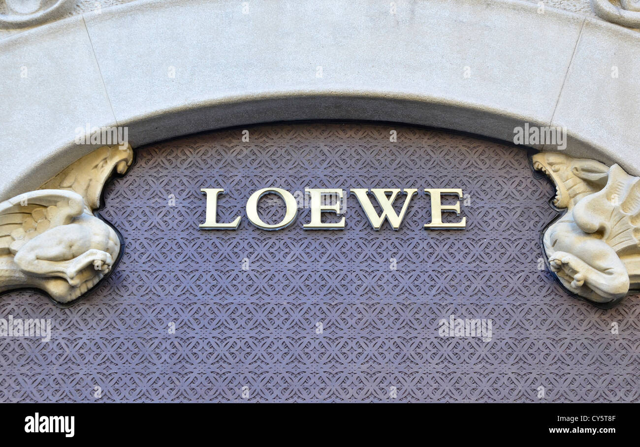Loewe sign showcase shop in Passeig Gràcia, Barcelona Stock Photo - Alamy
