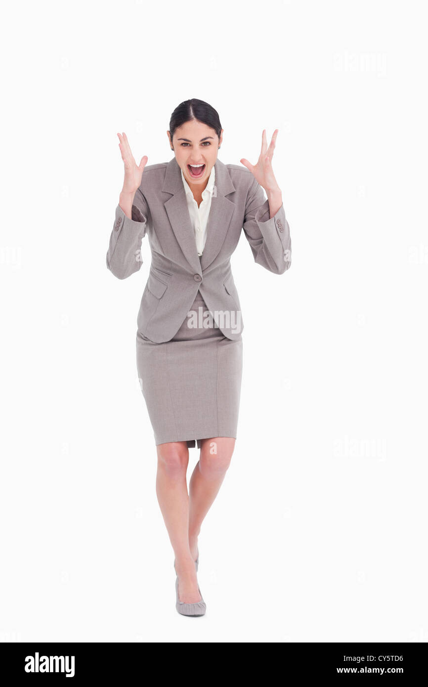 Angry businesswoman shouting worker Cut Out Stock Images & Pictures - Alamy