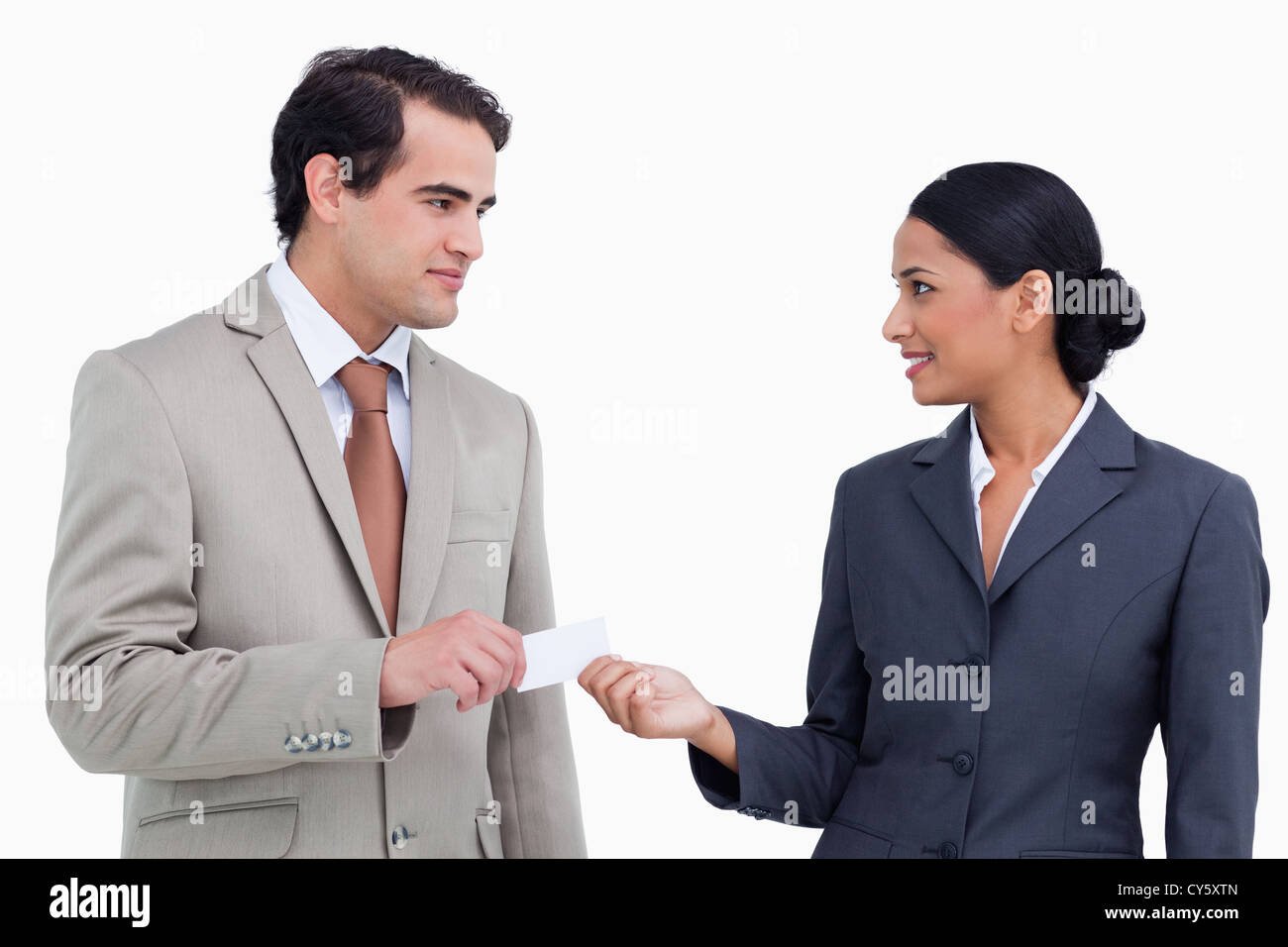 Handing business card Cut Out Stock Images & Pictures - Alamy