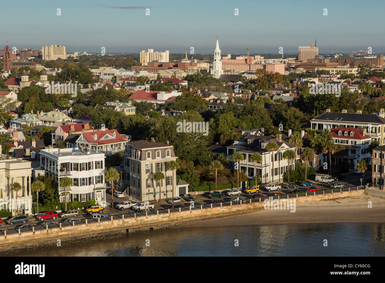 Aerial view of the Battery Charleston, South Carolina Stock Photo - Alamy