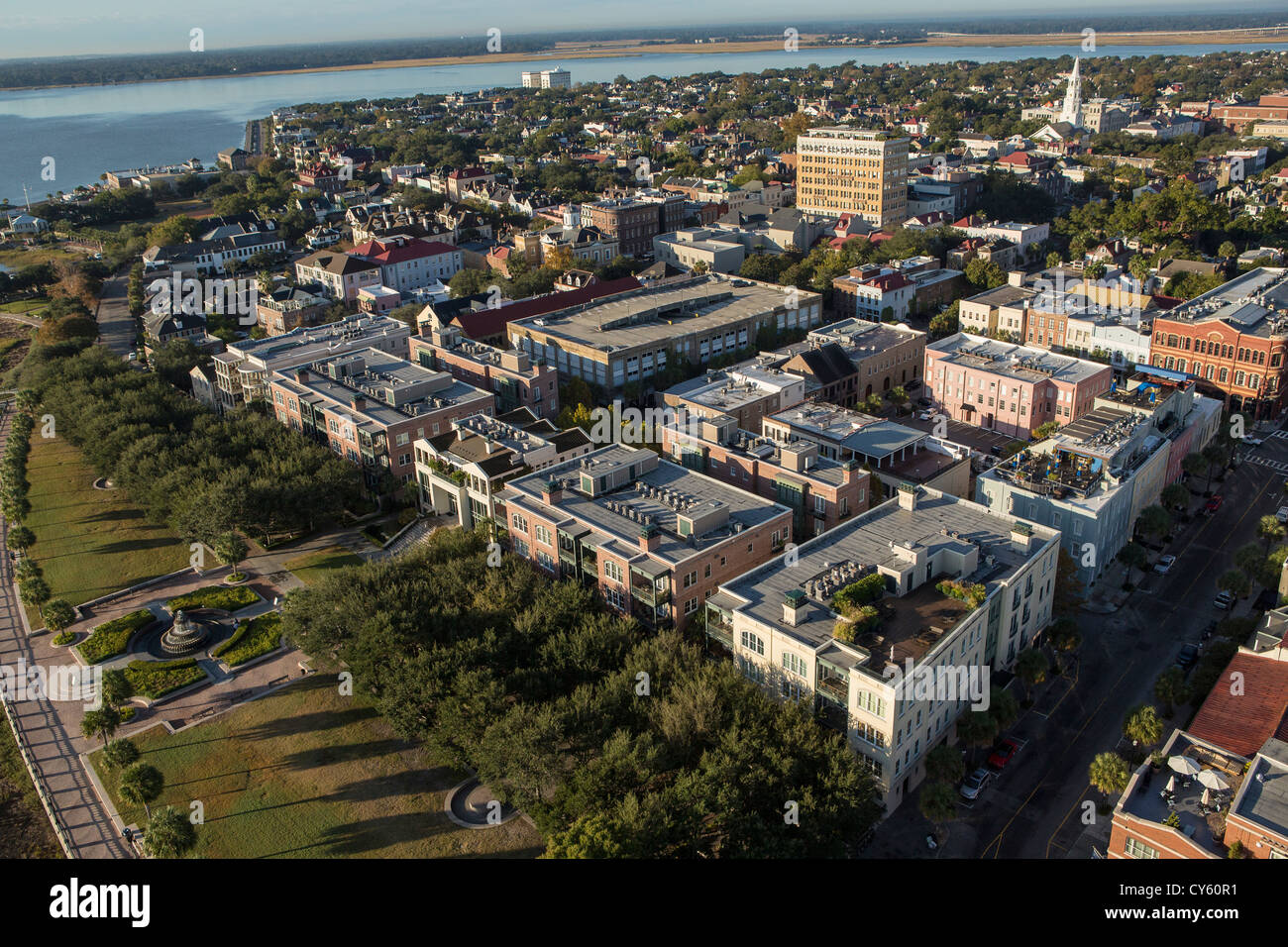 Aerial view of the Battery Charleston, South Carolina Stock Photo - Alamy