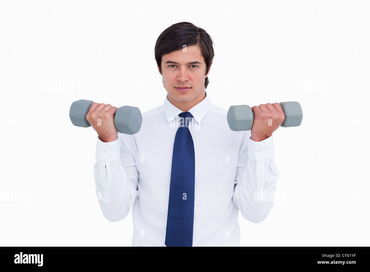 Tradesman lifting weights Stock Photo - Alamy