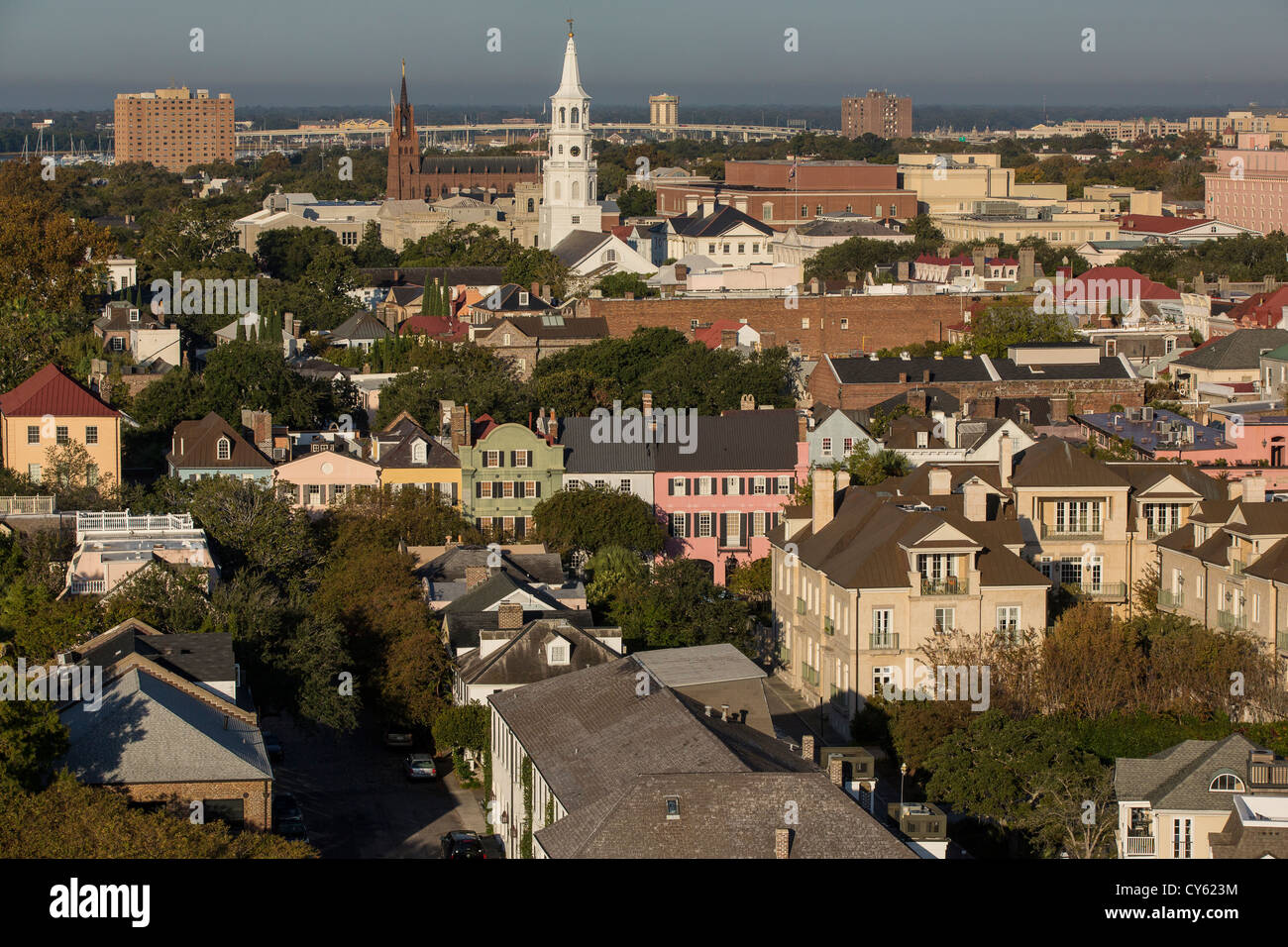 Aerial view of Rainbow Row Charleston, South Carolina Stock Photo - Alamy