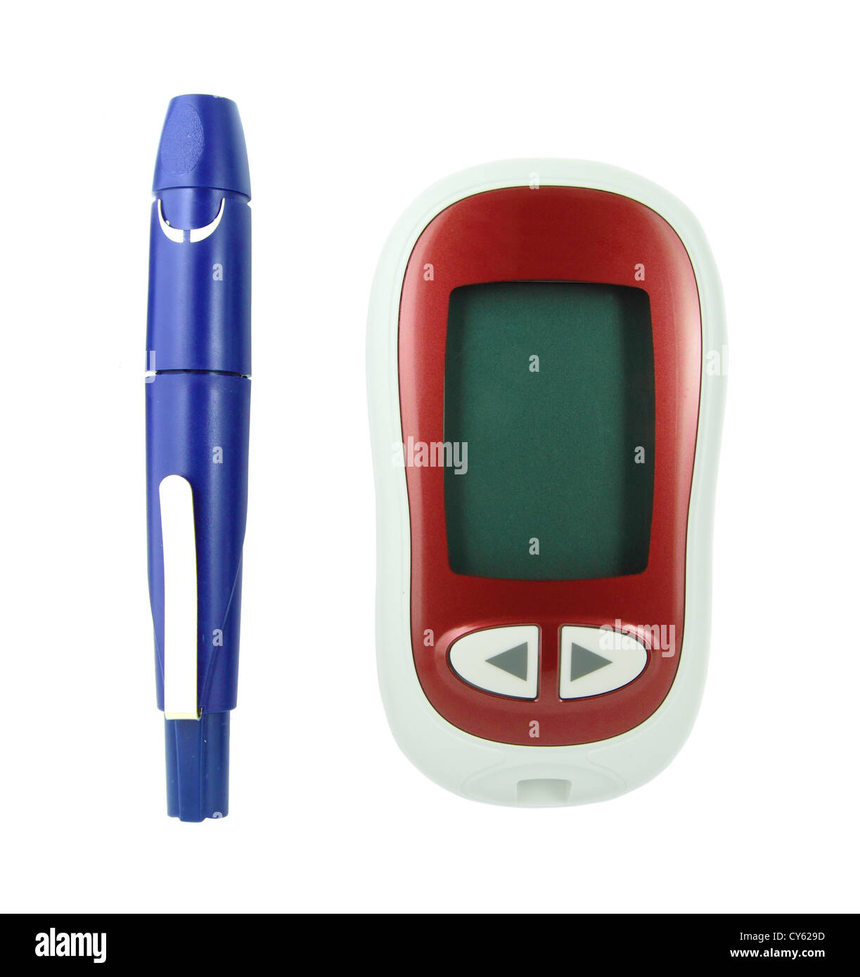 glucometer for checking blood sugar levels on a white background Stock ...