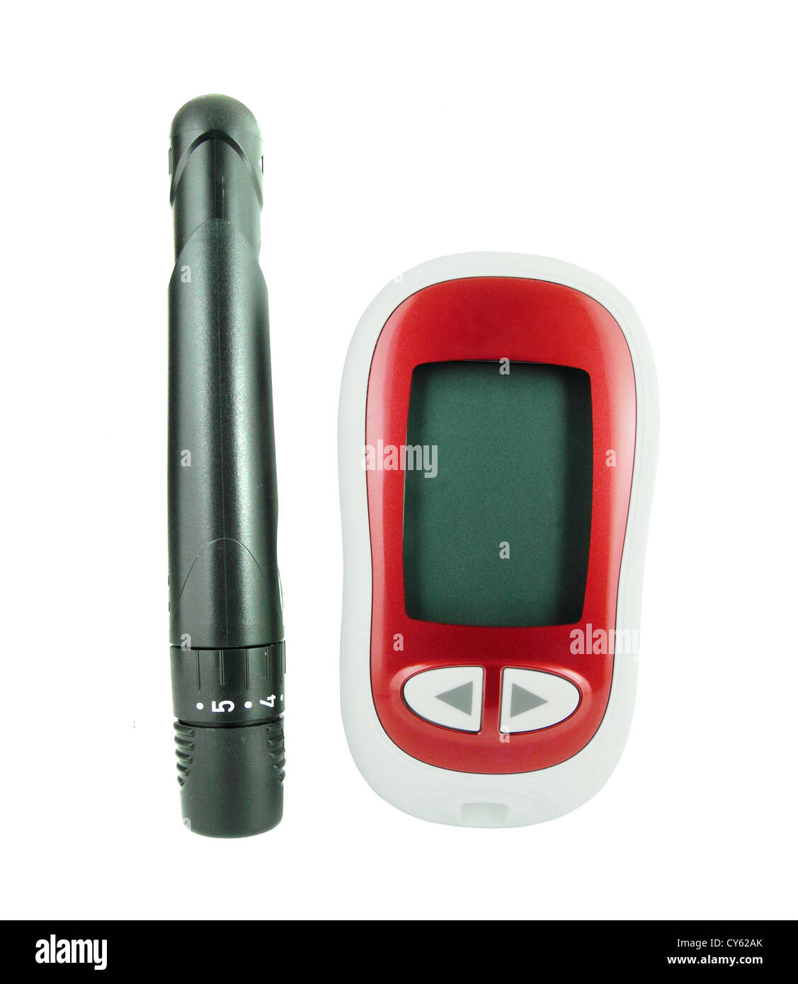 glucometer for checking blood sugar levels on a white background Stock ...