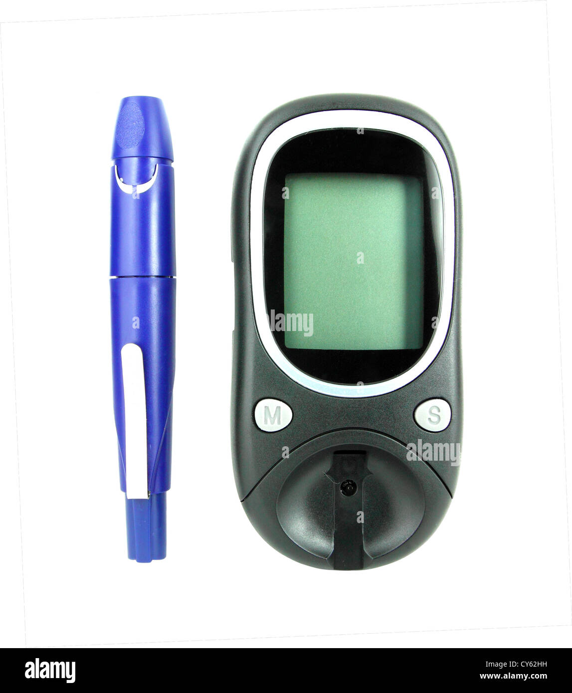 glucometer for checking blood sugar levels on a white background Stock ...