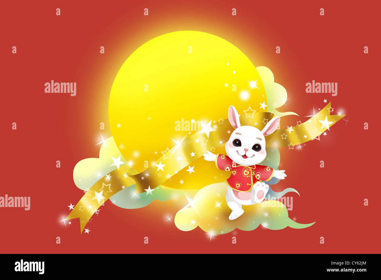 Golden full moon and rabbit for Chinese Mid Autumn Festival Stock Photo ...