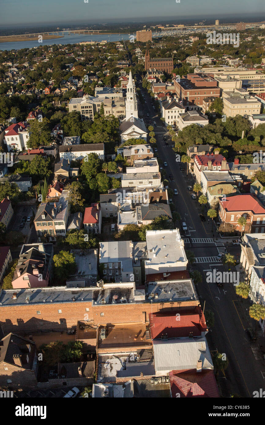 Aerial view of the historic district of Charleston, South Carolina ...