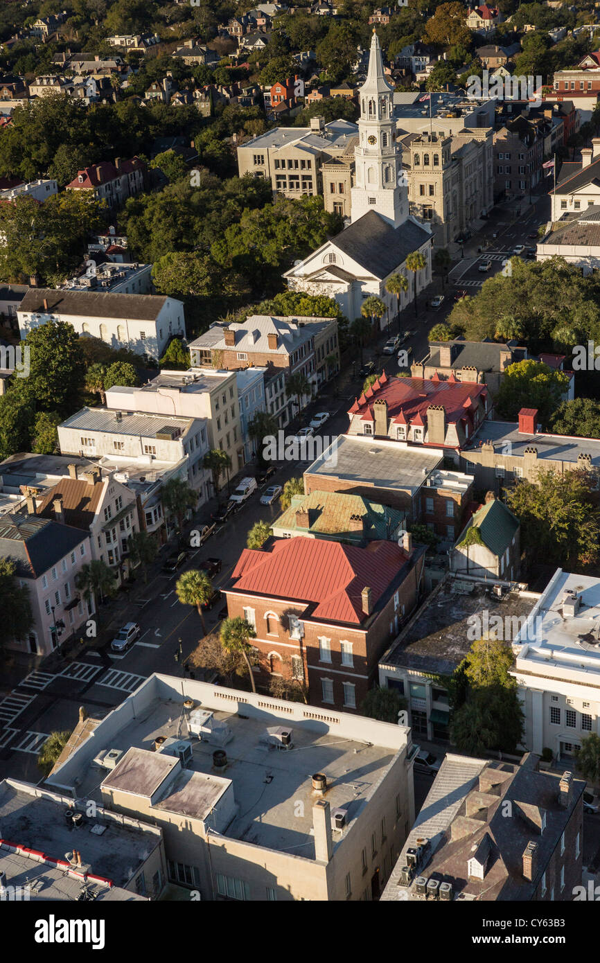 Aerial view of the historic district of Charleston, South Carolina ...