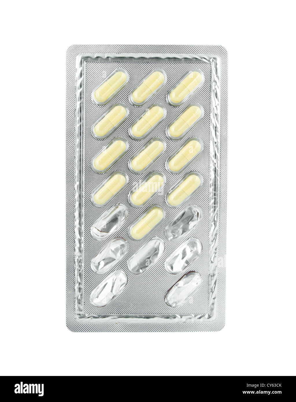 used one packs of pills on white background Stock Photo - Alamy