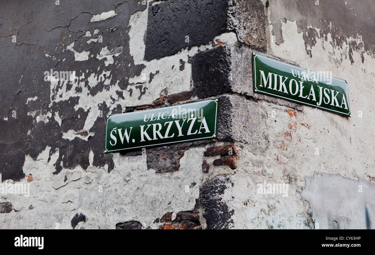 Street signs, Krakow Old Town, Poland Stock Photo - Alamy