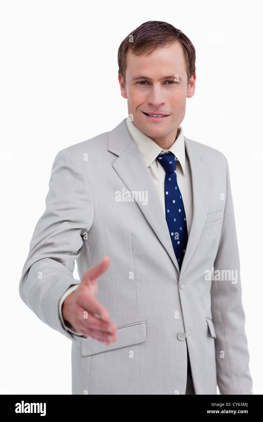 Smiling businessman offering his hand Stock Photo - Alamy Smiling businessman offering his hand Stock Photo - Alamy