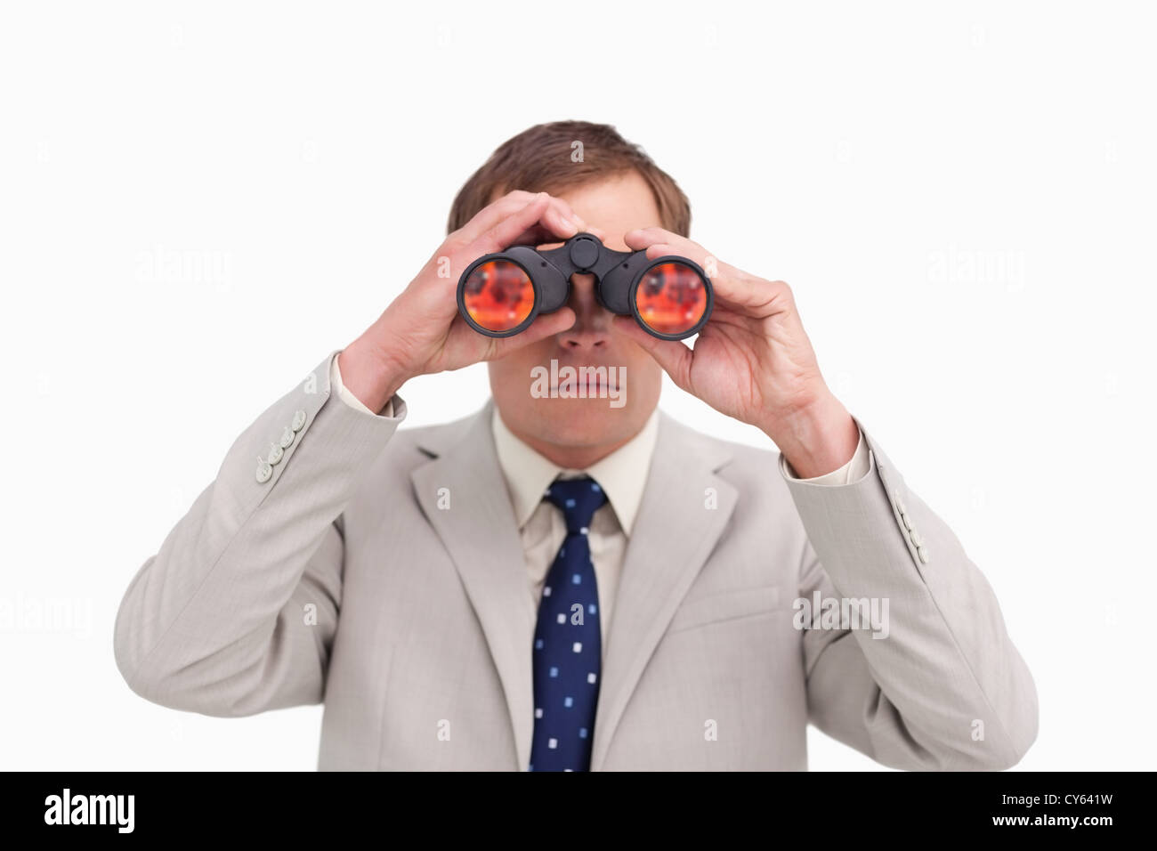 Businessman using binoculars Stock Photo - Alamy