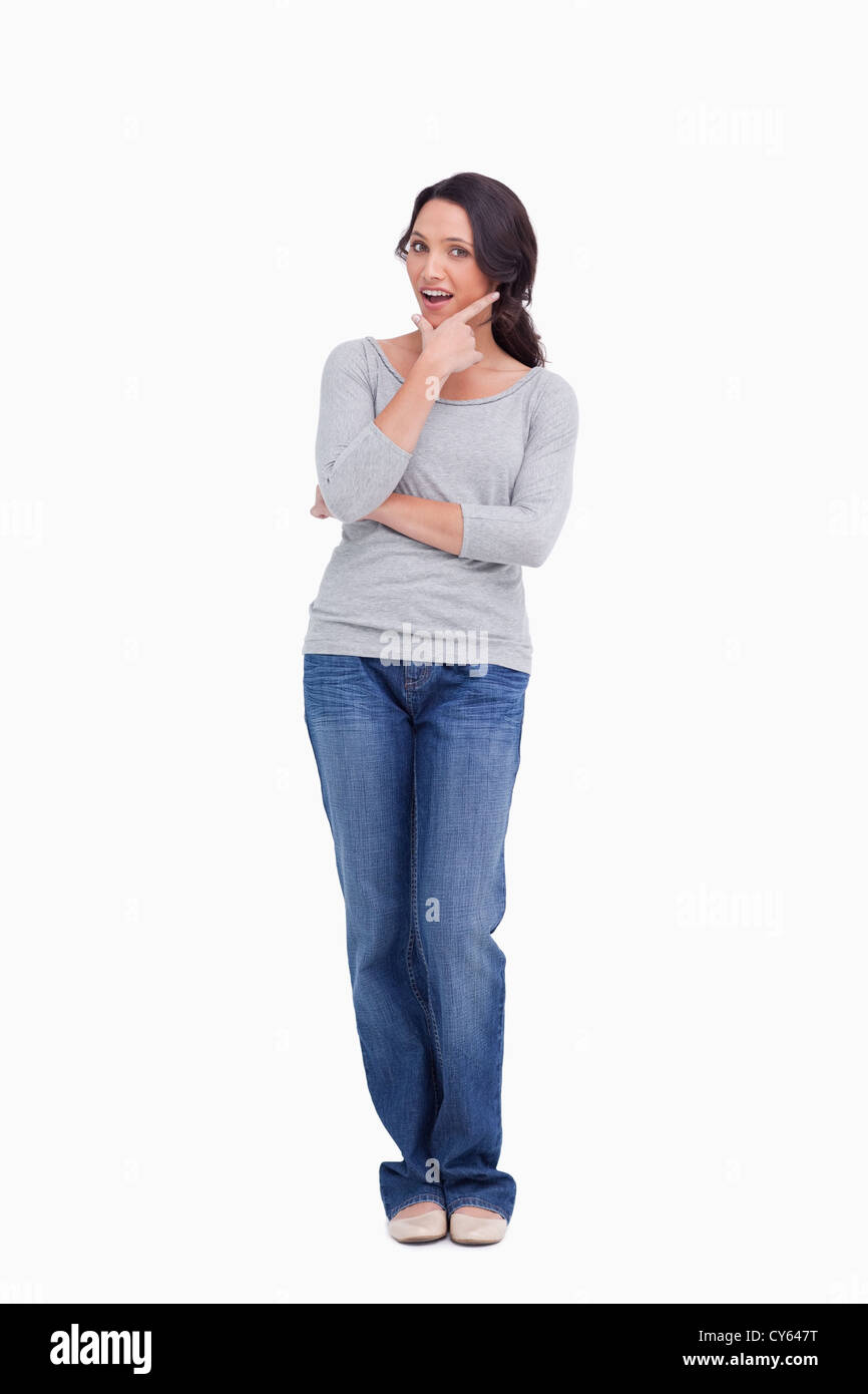 Young adult thinking woman Cut Out Stock Images & Pictures - Alamy
