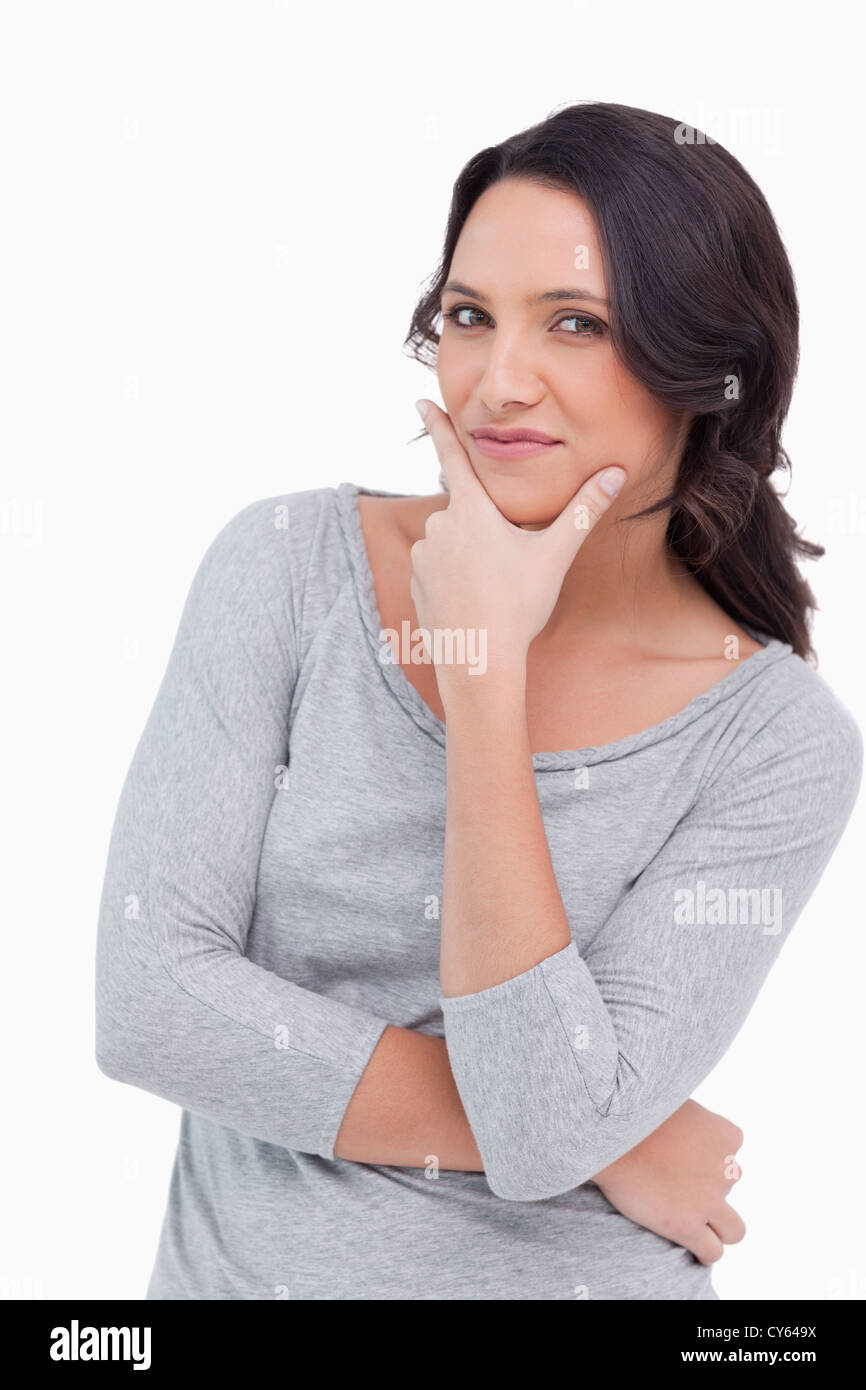 Woman in thinkers pose Stock Photo - Alamy
