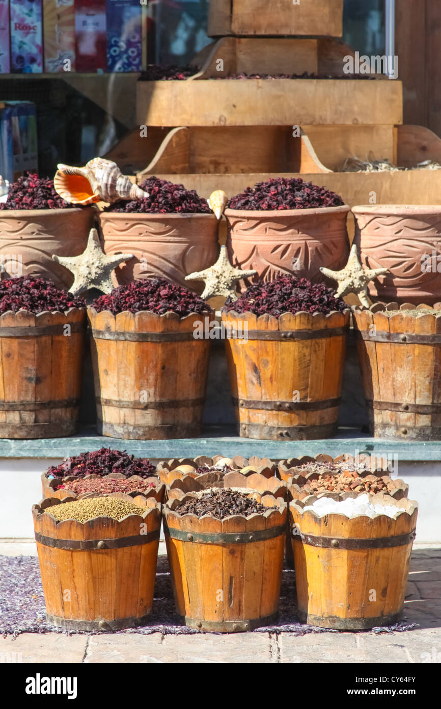 Baskets of spices at markets in Dahab, Egypt Stock Photo - Alamy