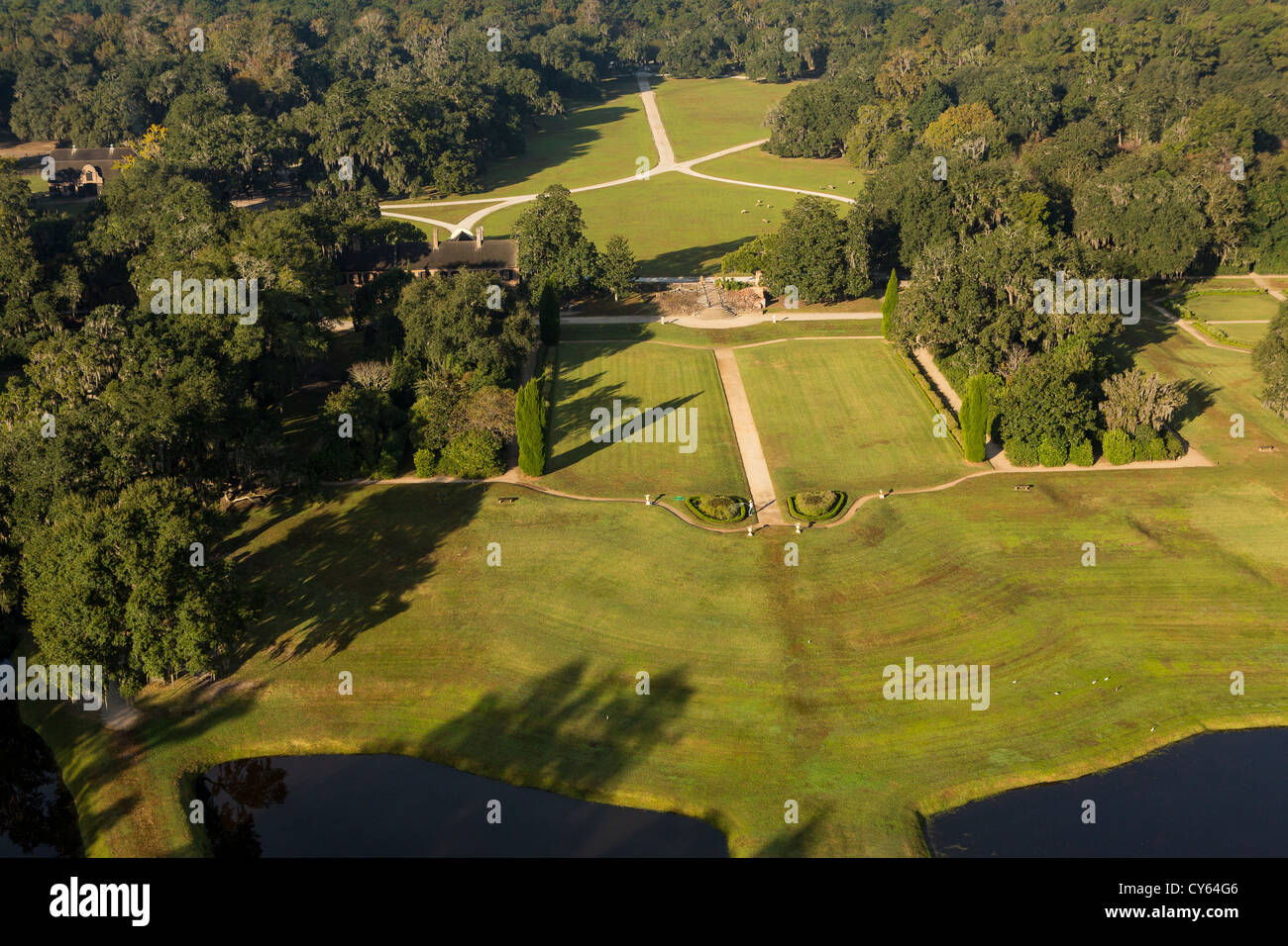 Aerial view of Middleton Place plantation Charleston, South Carolina ...