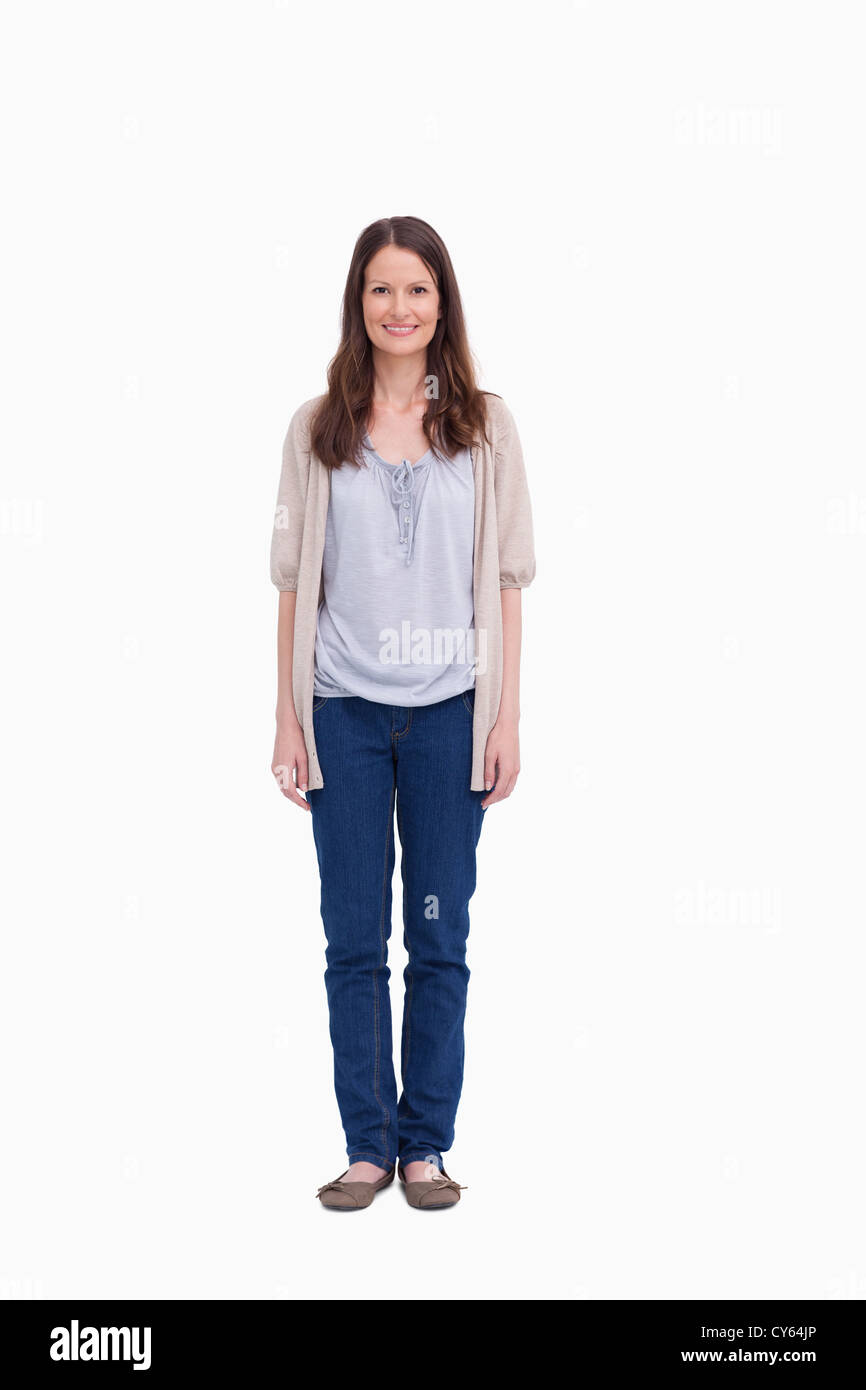 Smiling woman standing Stock Photo - Alamy