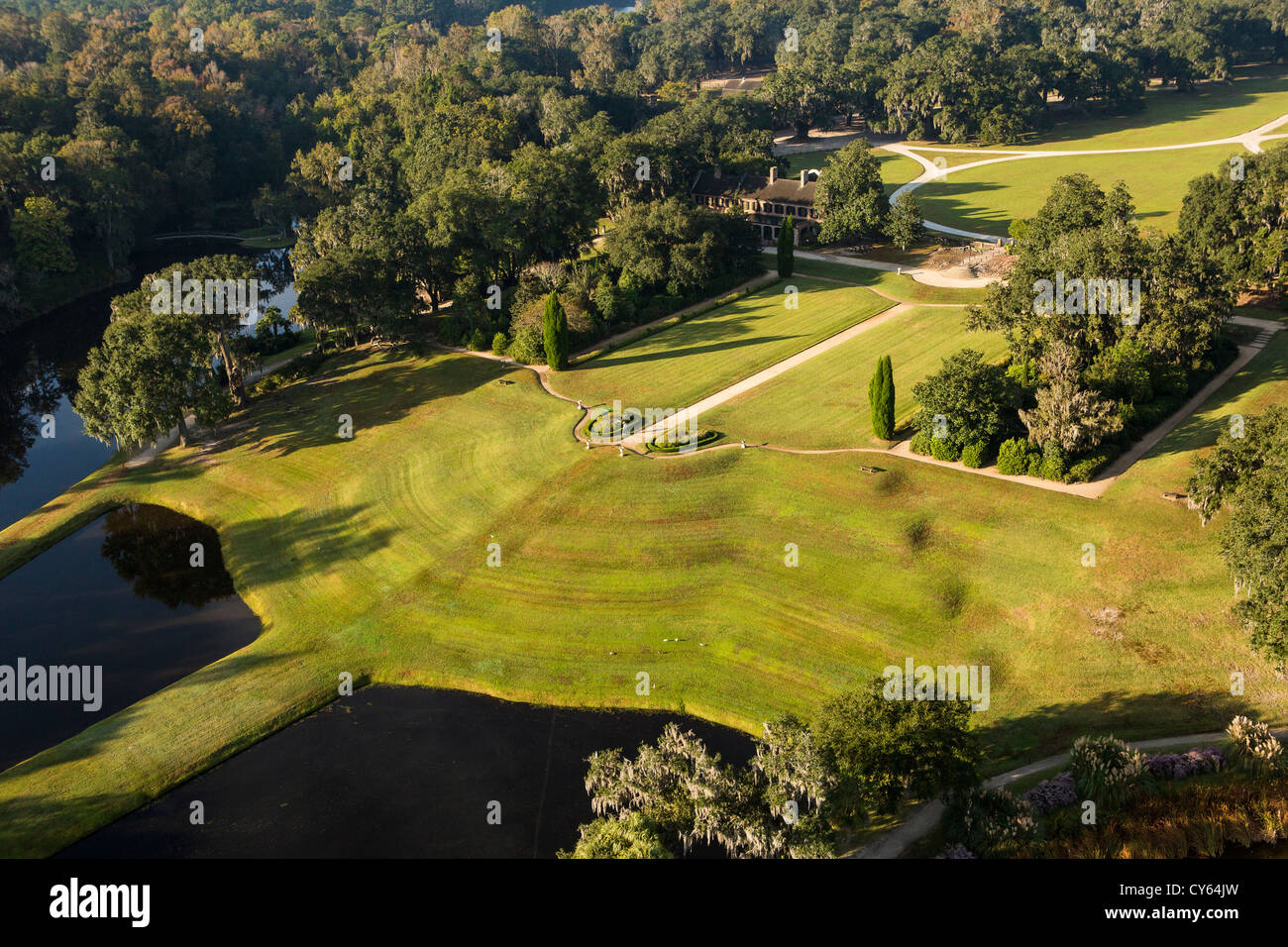Aerial view of Middleton Place plantation Charleston, South Carolina ...