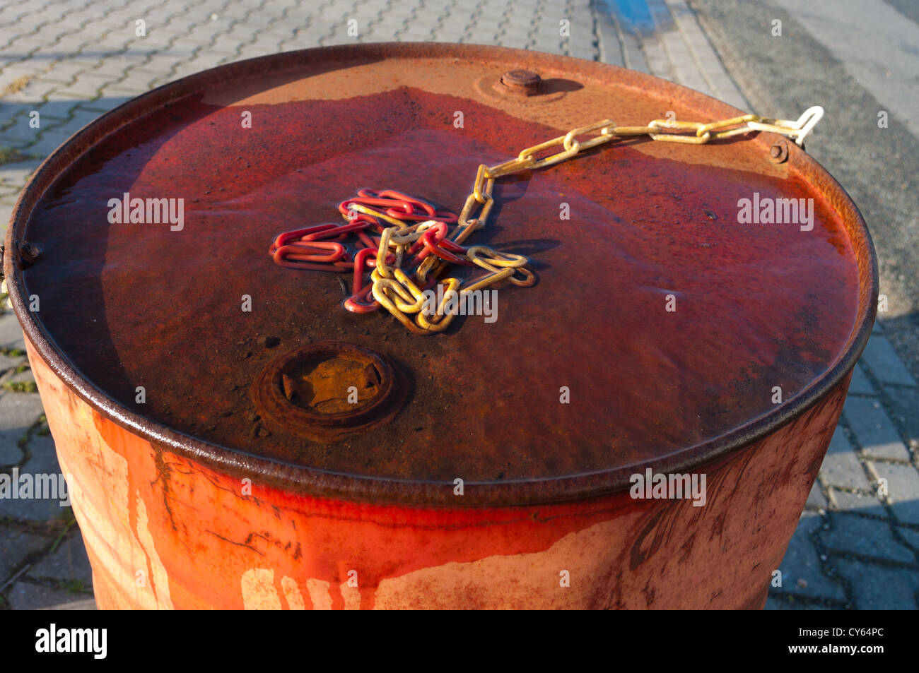 detail of an abandoned rusty oil barrel Stock Photo - Alamy