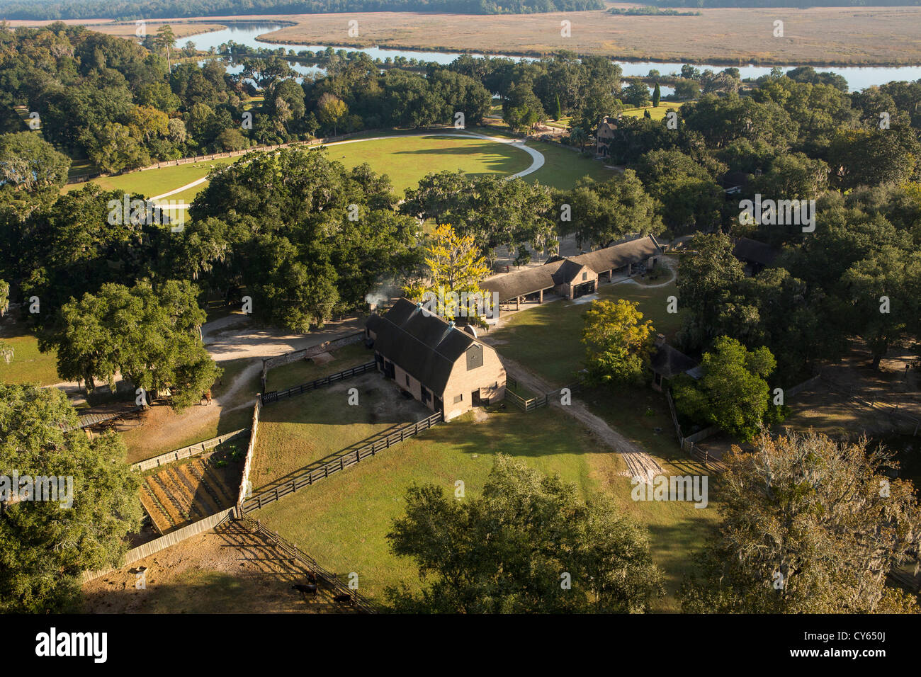 Aerial view of Middleton Place plantation Charleston, South Carolina ...