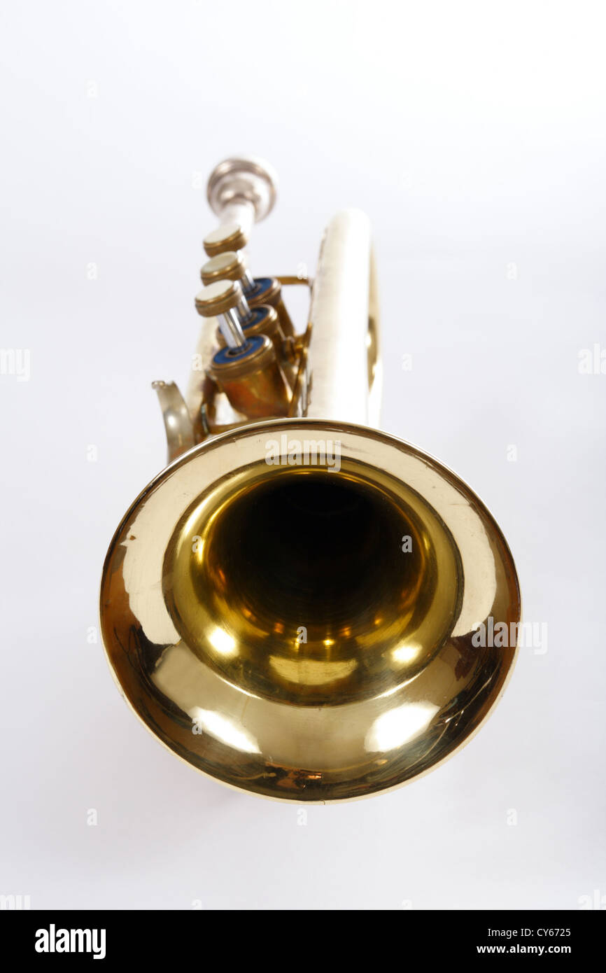 old trumpet photo on the white background Stock Photo - Alamy