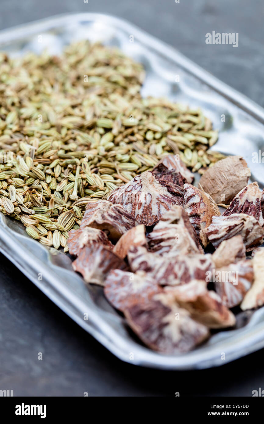 Betel nuts and seeds served as a digestive, Nepal Stock Photo - Alamy