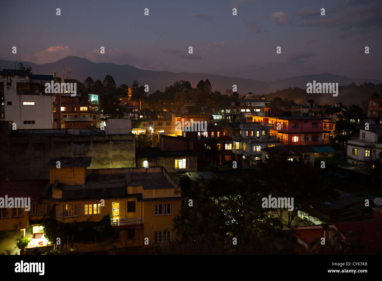 Night view over Kathmandu city, Nepal Stock Photo - Alamy