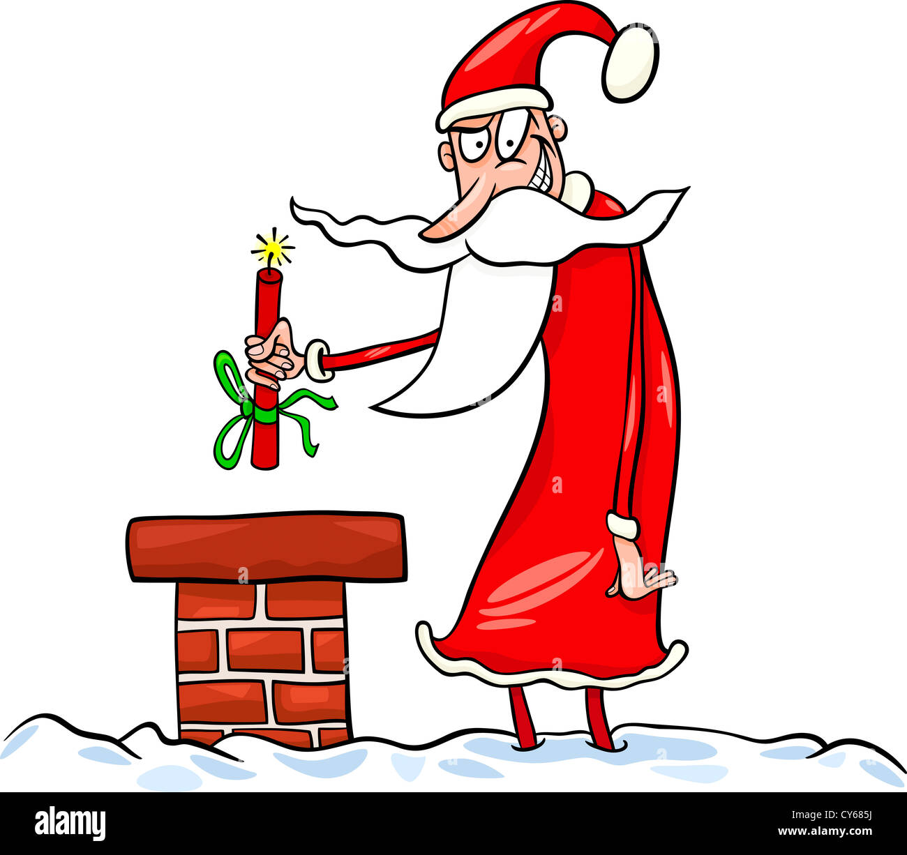 Cartoon Illustration of Malicious Funny Santa Claus or Papa Noel on the ...