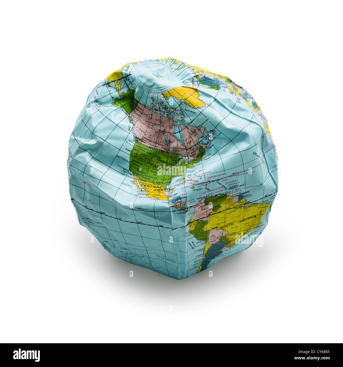 deflated earth isolated on white background with soft shadow and ...