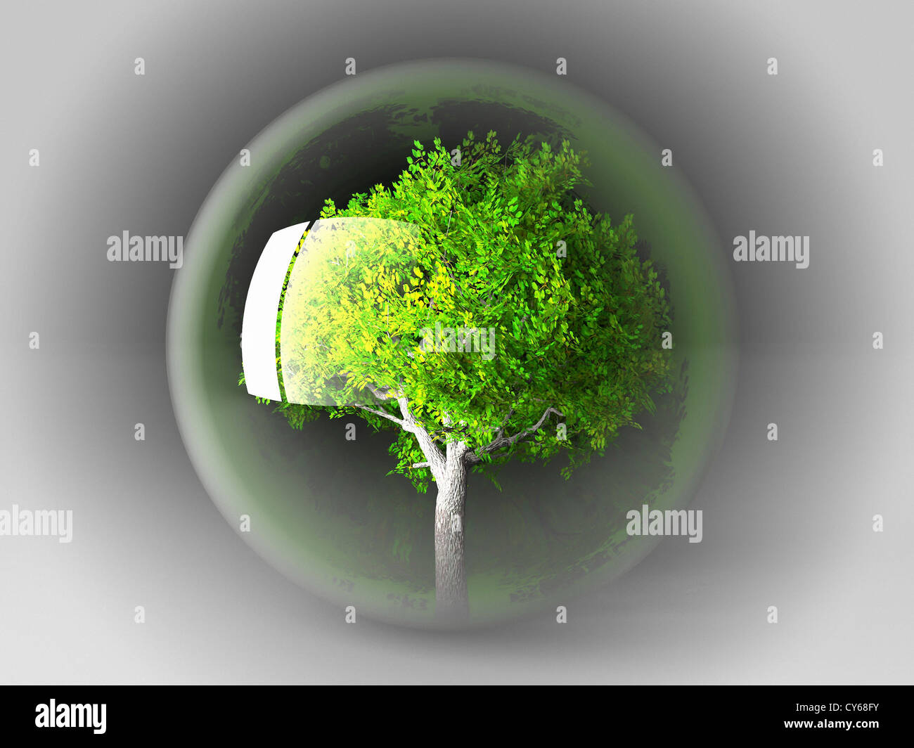 a green tree in a transparent bubble Stock Photo - Alamy