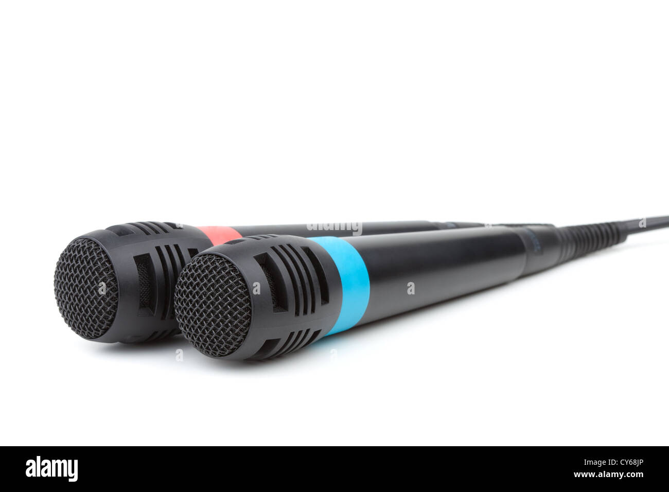 Two cable microphones. Isolated on white background, small DOF Stock ...