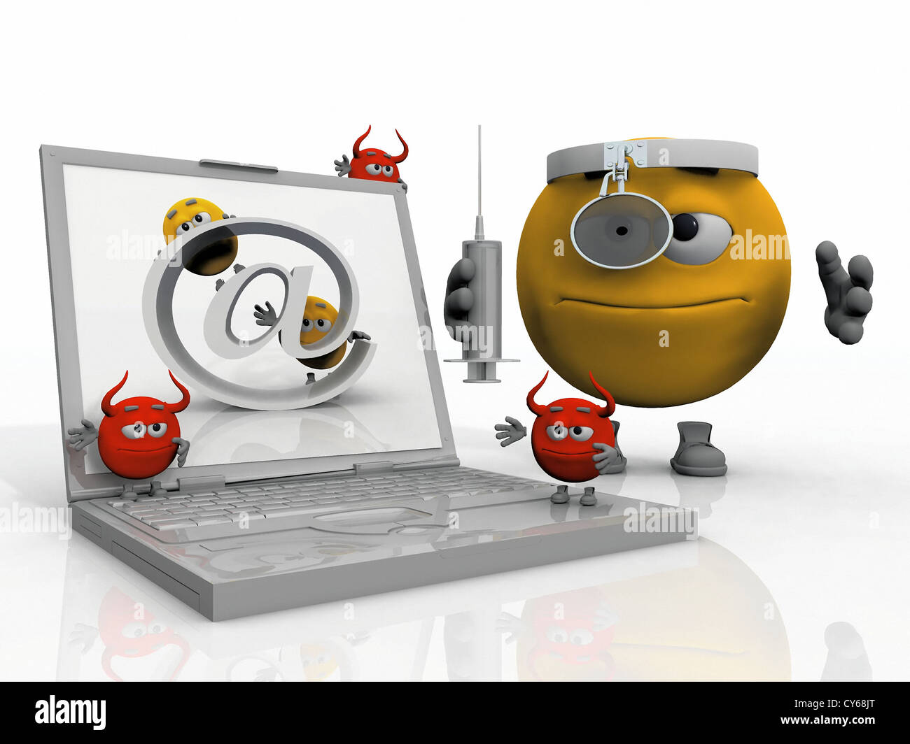 Dr. Smiley anti virus and an infected computer Stock Photo - Alamy