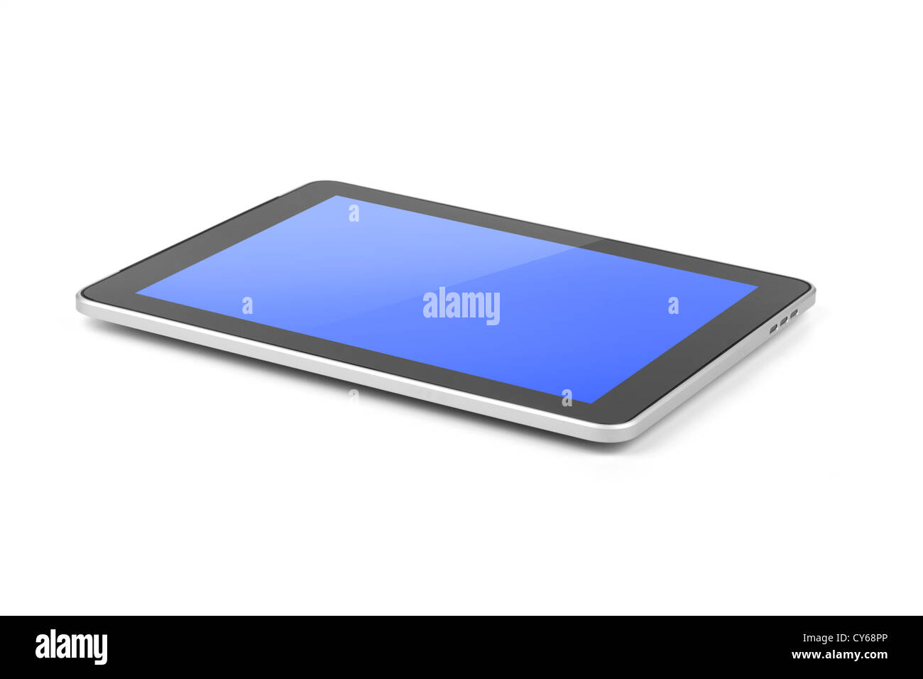 Touch screen tablet computer with blue gradient background. Isolated on ...