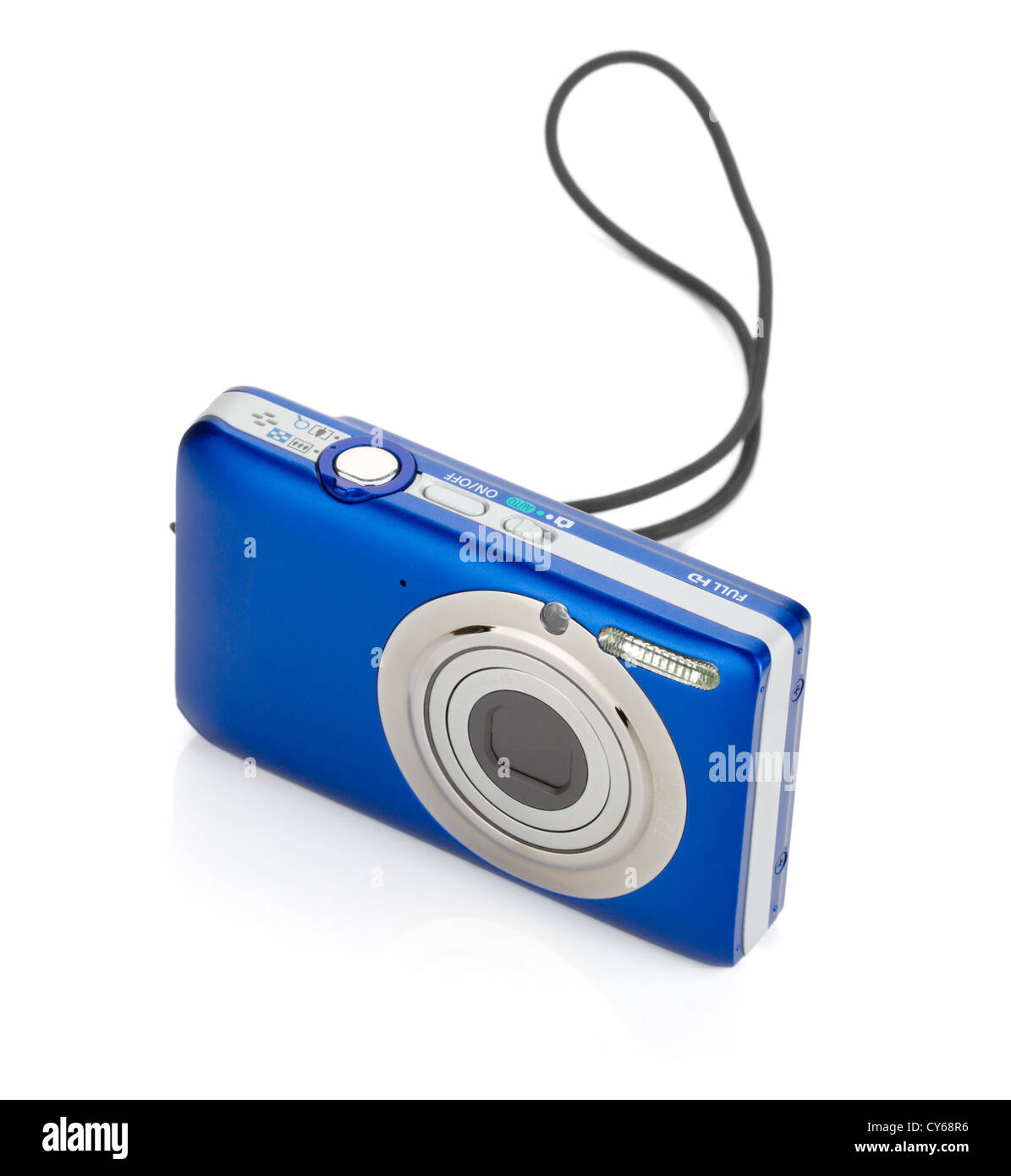 Blue compact camera. Isolated on white background Stock Photo - Alamy