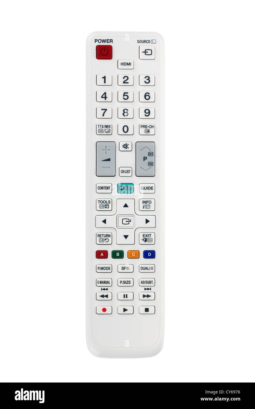 White remote control. Isolated on white background Stock Photo - Alamy