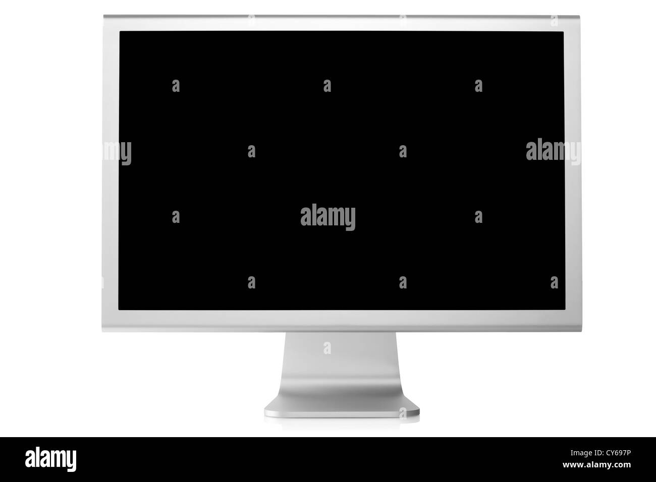 Computer Monitor with black screen. Front view, isolated on white ...