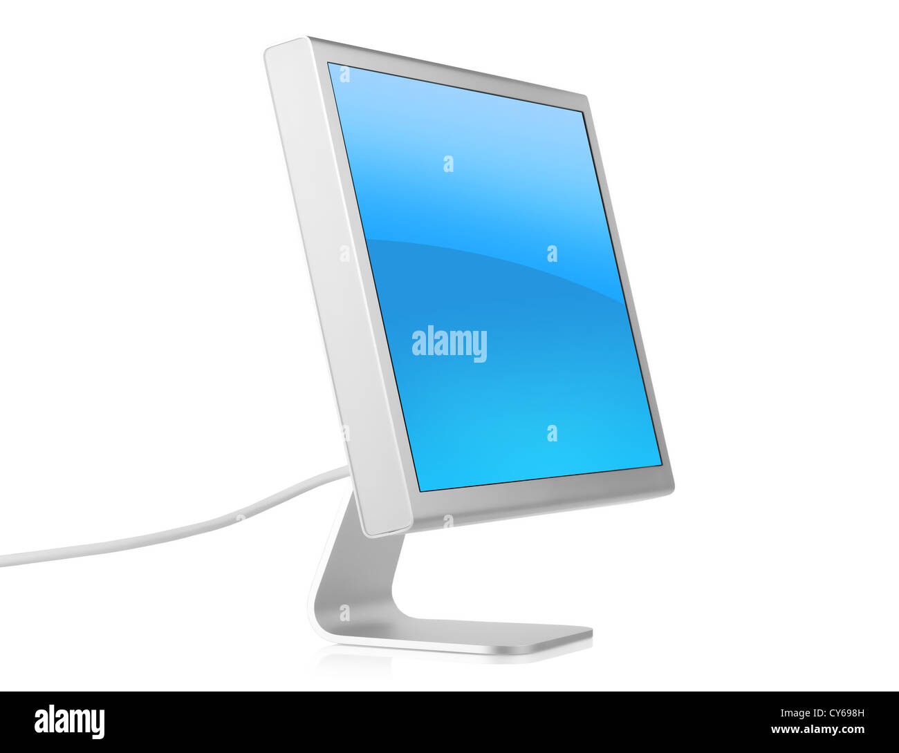 Computer Monitor with blue background. Isolated on white background ...
