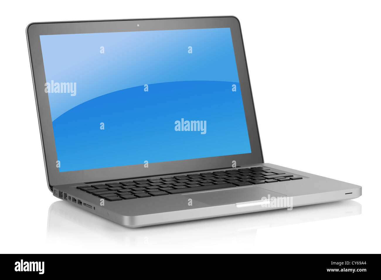 Laptop with blue background. Isolated on white background Stock Photo ...