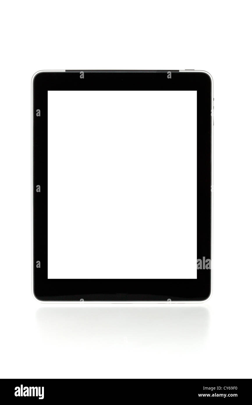 Touch screen tablet computer with white background. Isolated on white ...