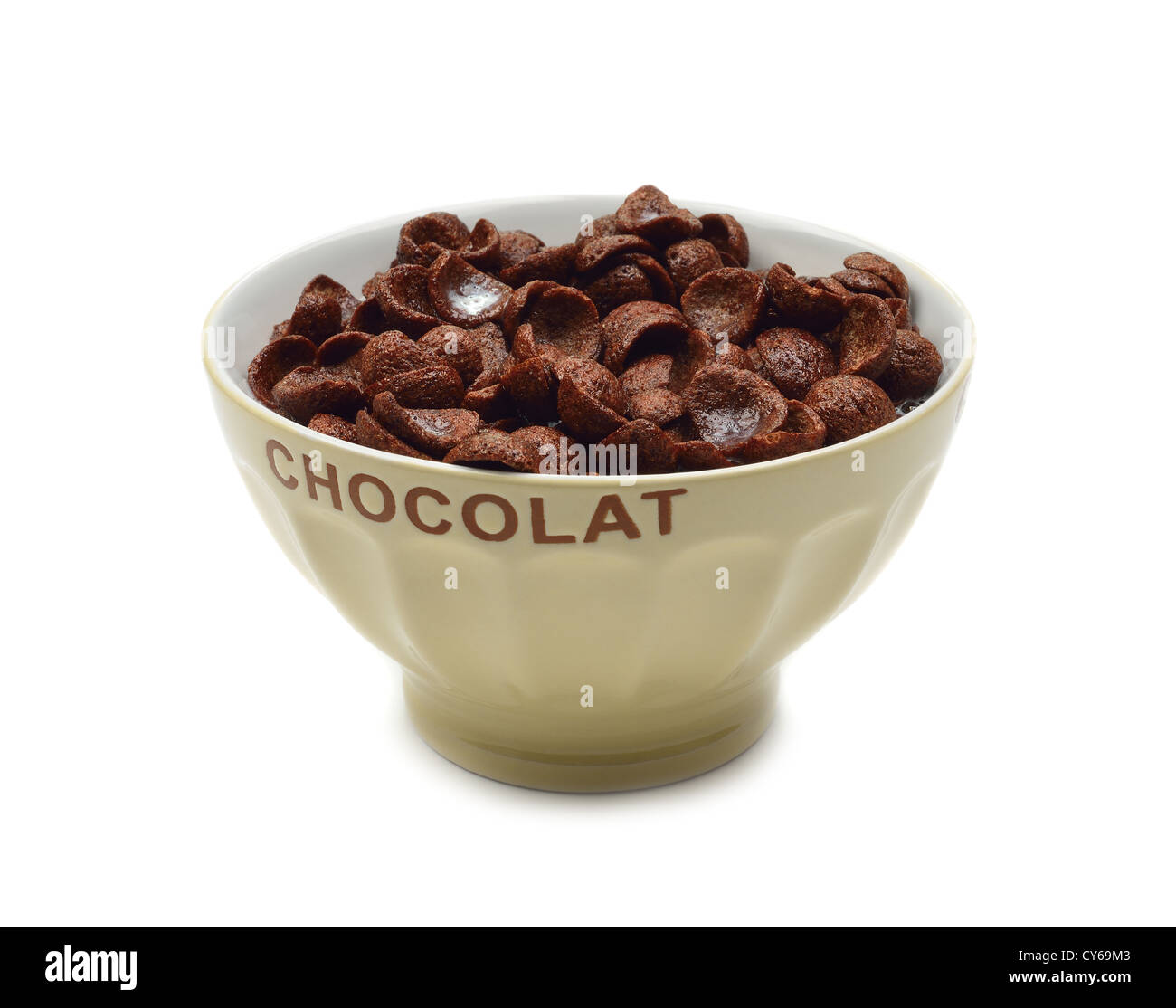Bowl of chocolate flakes on white Stock Photo - Alamy