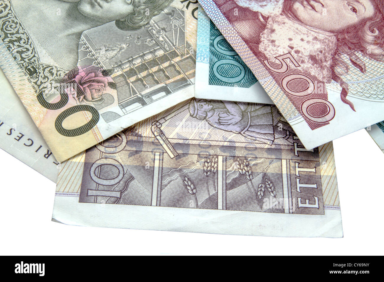 Swedish currency closeup on white background Stock Photo - Alamy