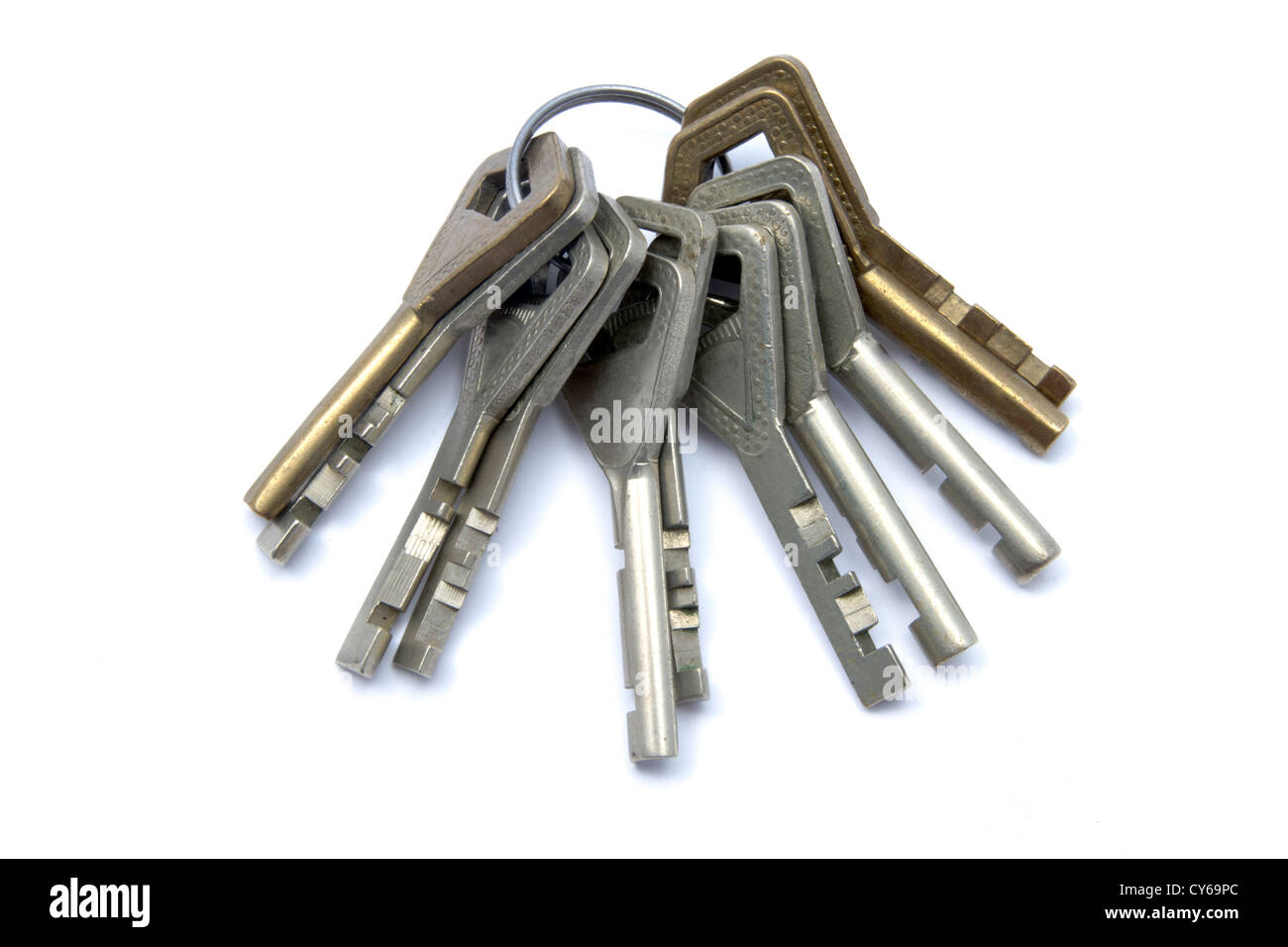A bunch of old keys isolated on white background Stock Photo - Alamy