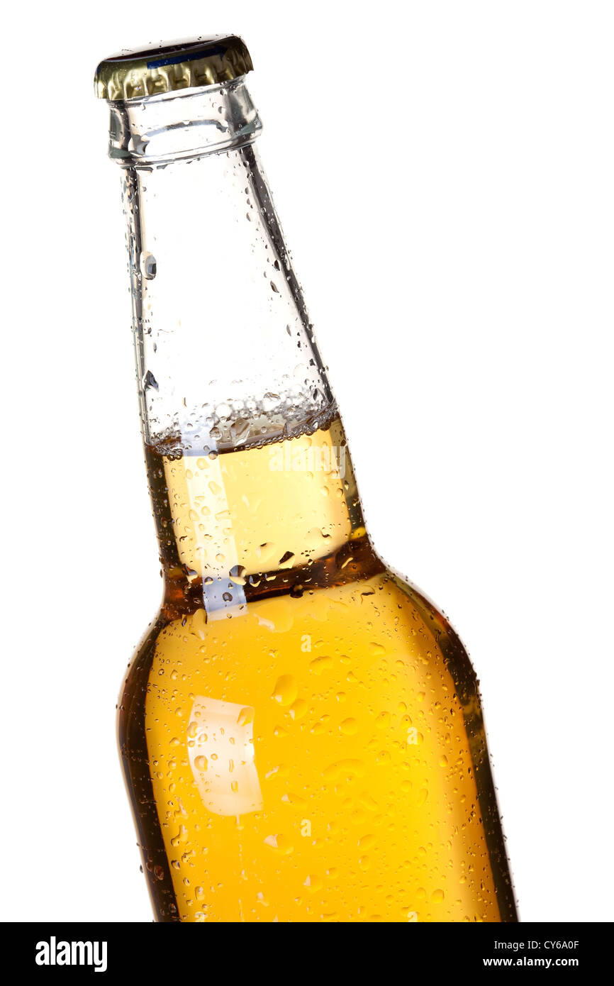 Beer collection - Yellow beer bottle. Closeup, isolated on white ...