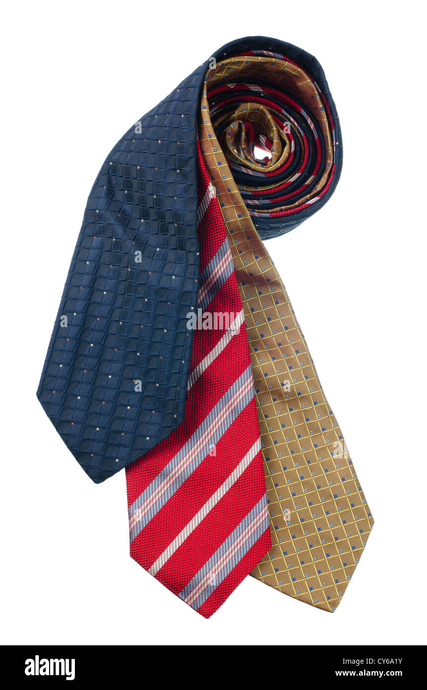 Closeup of three ties isolated on white background Stock Photo - Alamy