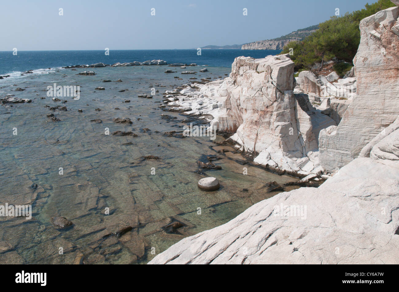 Thassos, Greece. Greek island. September. One of the ancient marble ...