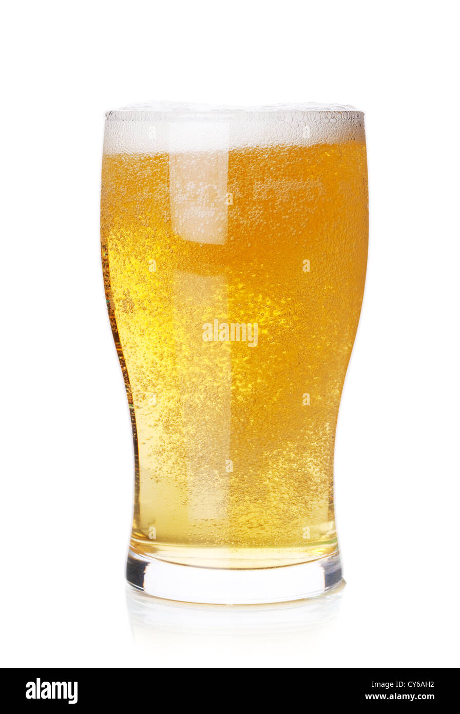 Beer collection - Cold lager beer in glass. Isolated on white ...