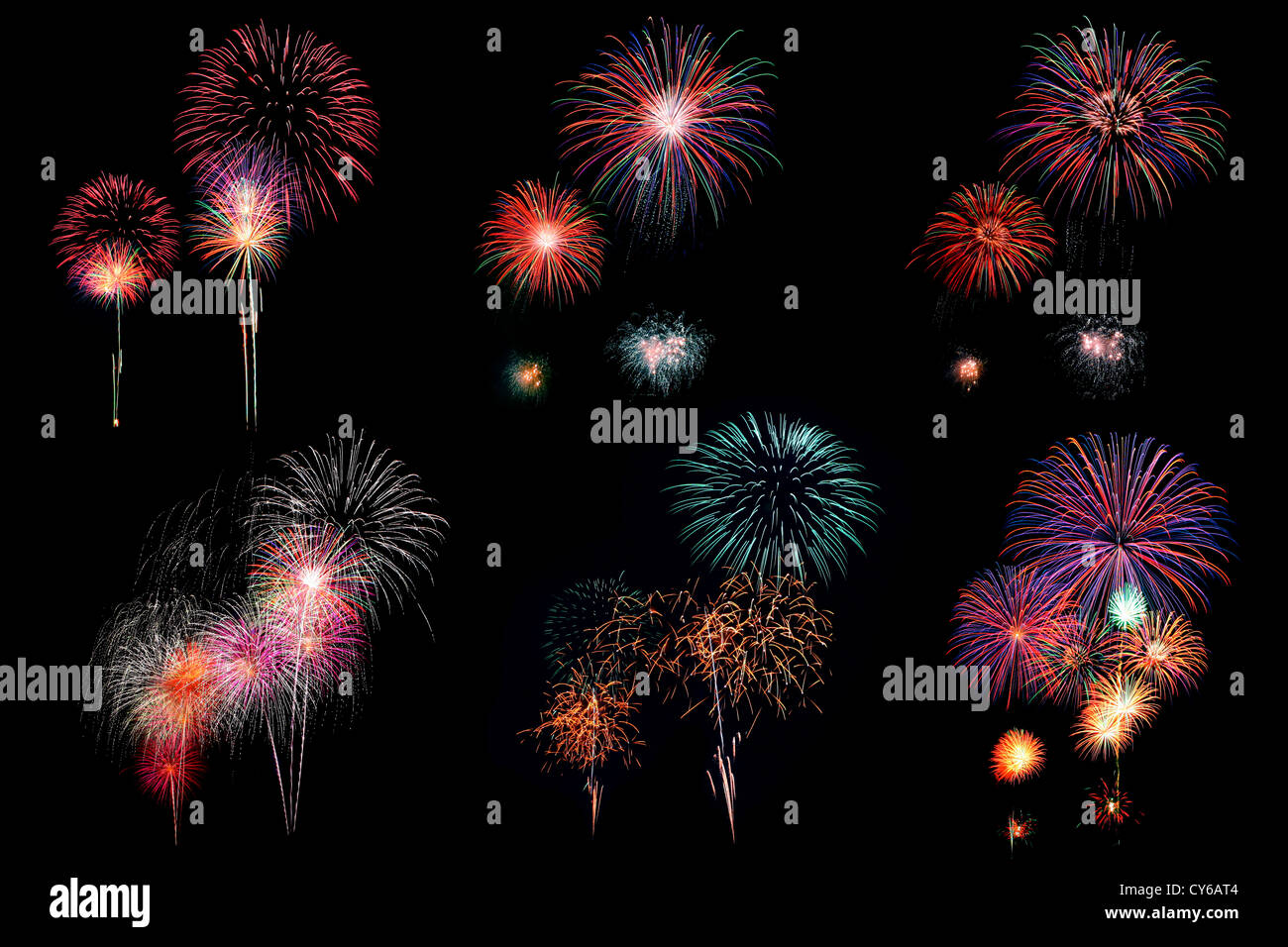 Firework collection on black background Stock Photo - Alamy